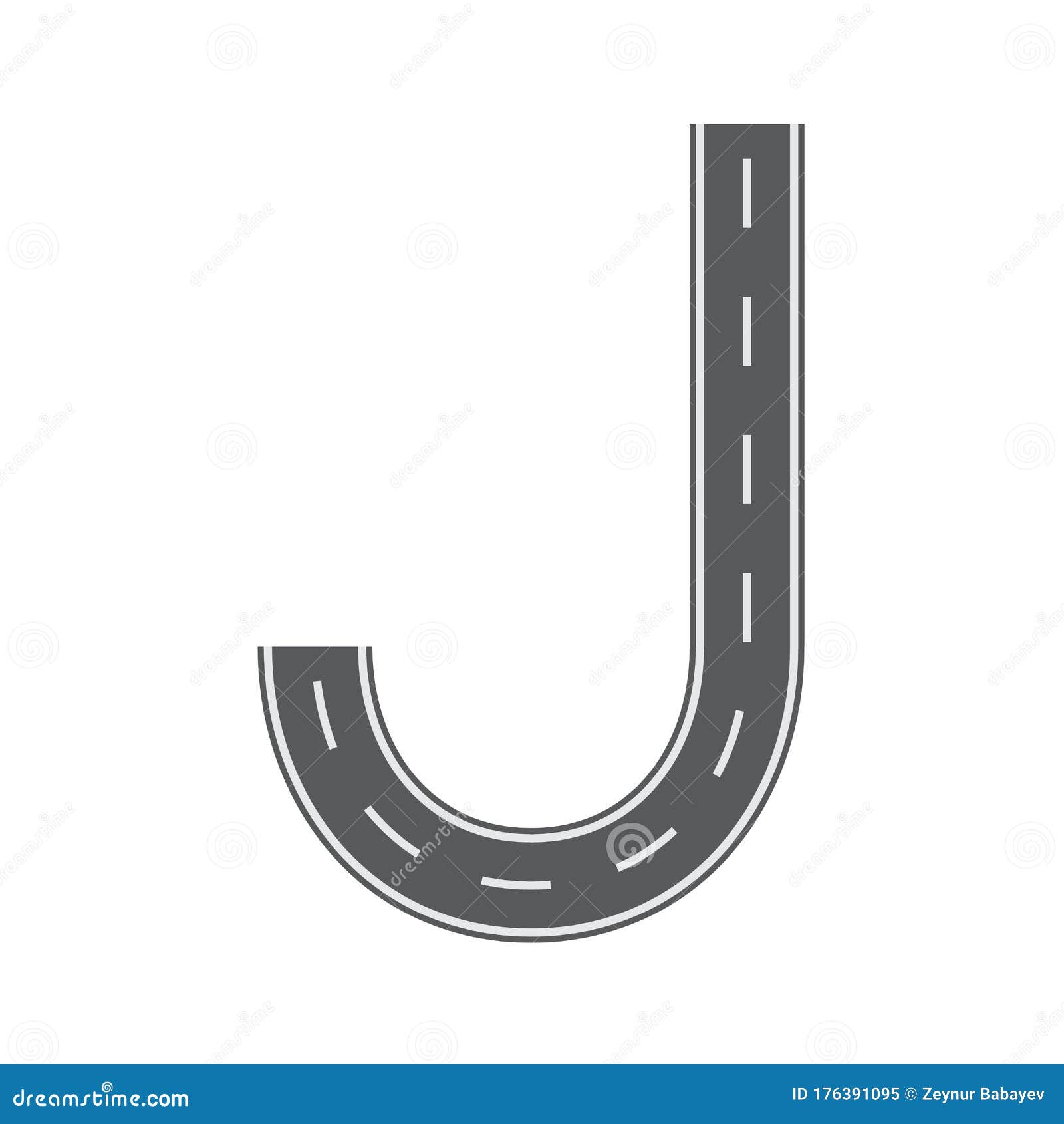 J Letter for Road or Street Font. Flat and Solid Color Vector ...