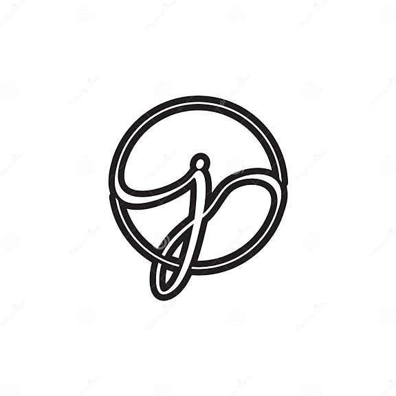 J Letter Script Circle Logo Design Vector Stock Vector - Illustration ...