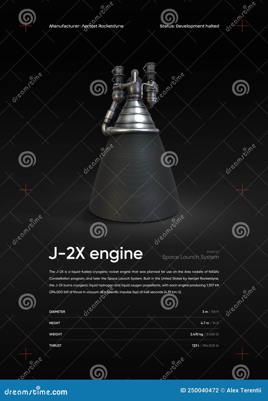 J-2X Rocket Engine 3D Illustration Poster Stock Illustration ...