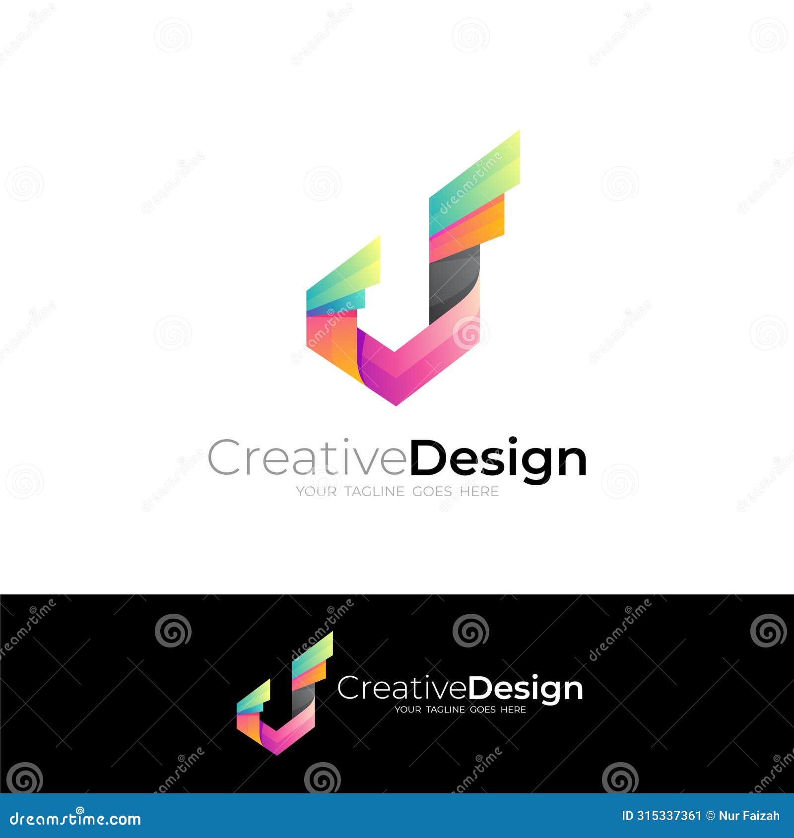 J Logo and Wind Design Colorful, 3d Style Logos Stock Vector ...