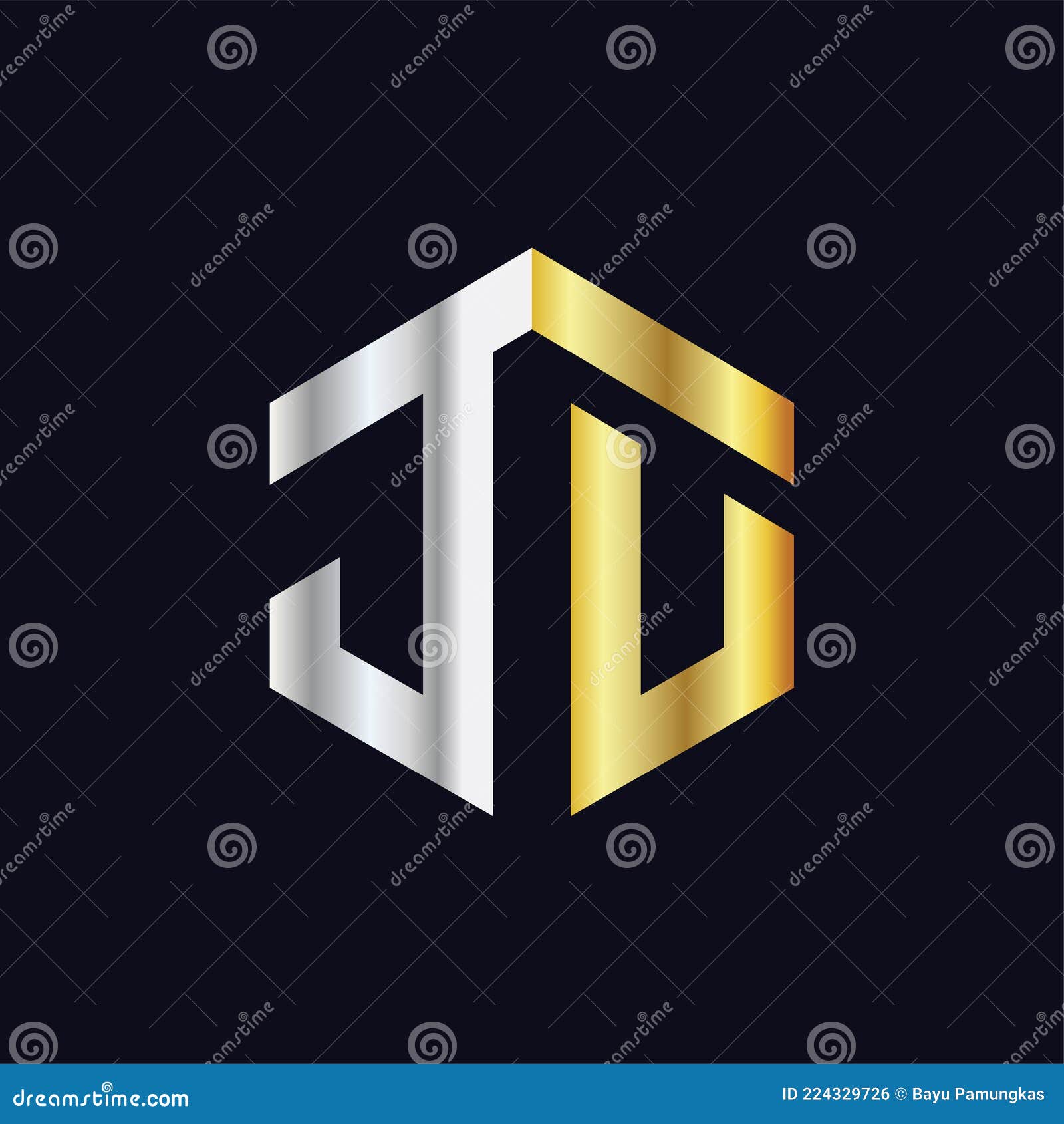 J U Initial Letter Hexagonal Logo Vector Stock Vector - Illustration of ...