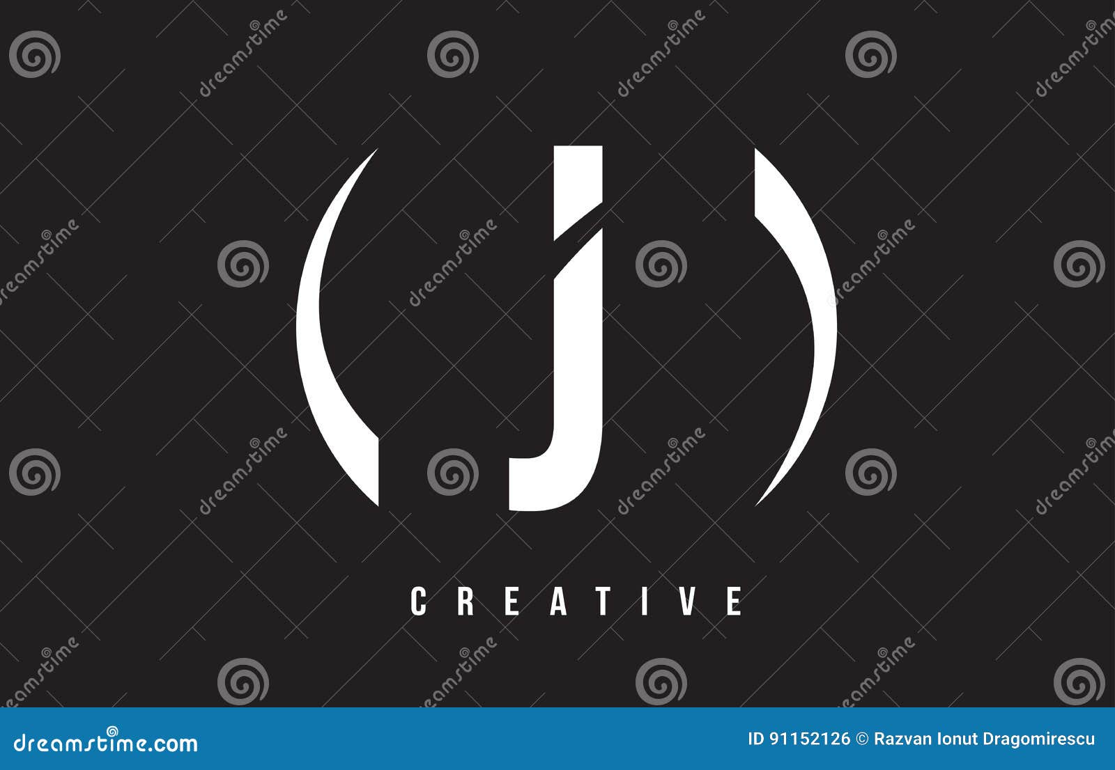J White Letter Logo Design with Black Background. Stock Vector ...