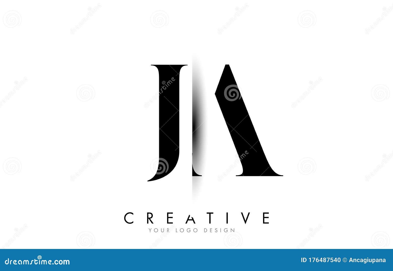 JA J a Letter Logo with Creative Shadow Cut Design Stock Vector ...