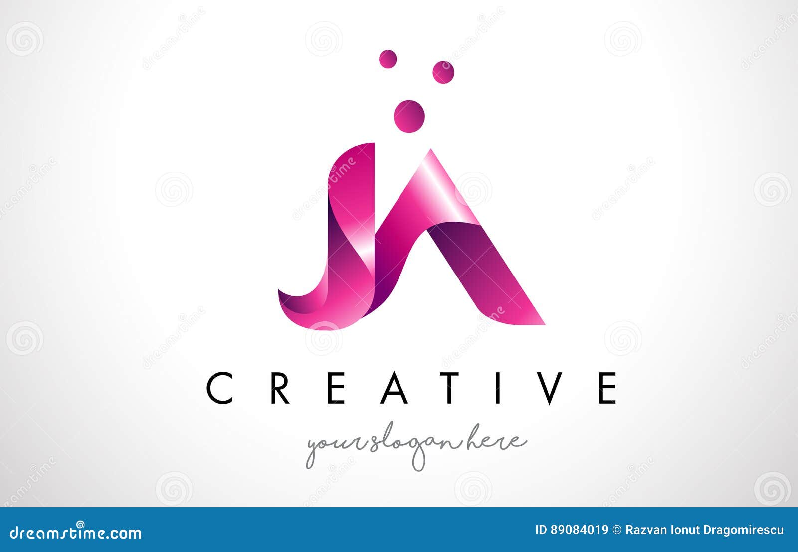 JA Letter Logo Design with Purple Colors and Dots Stock Vector ...