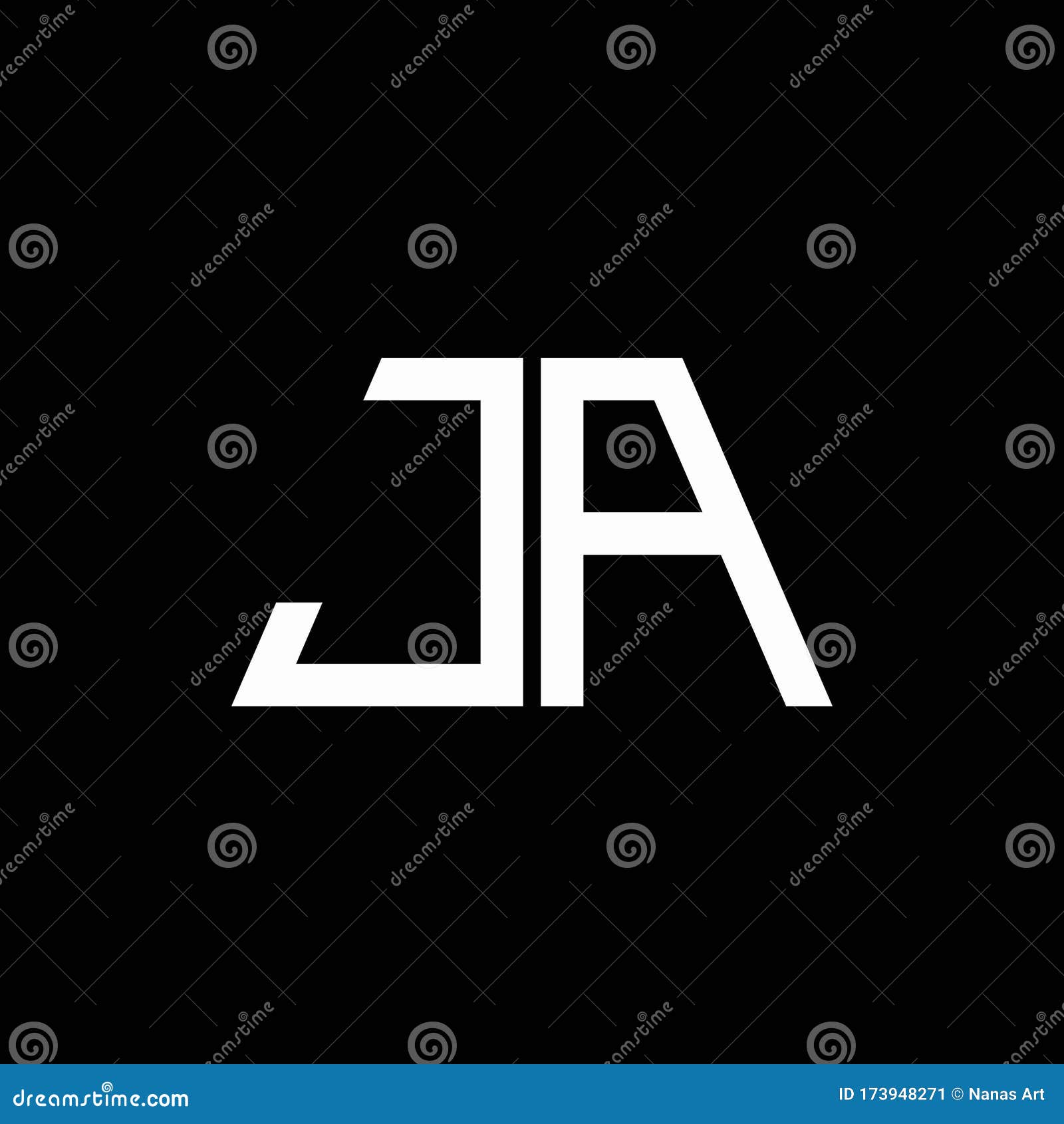 JA Logo Abstract Monogram Isolated on Black Background Stock Vector ...