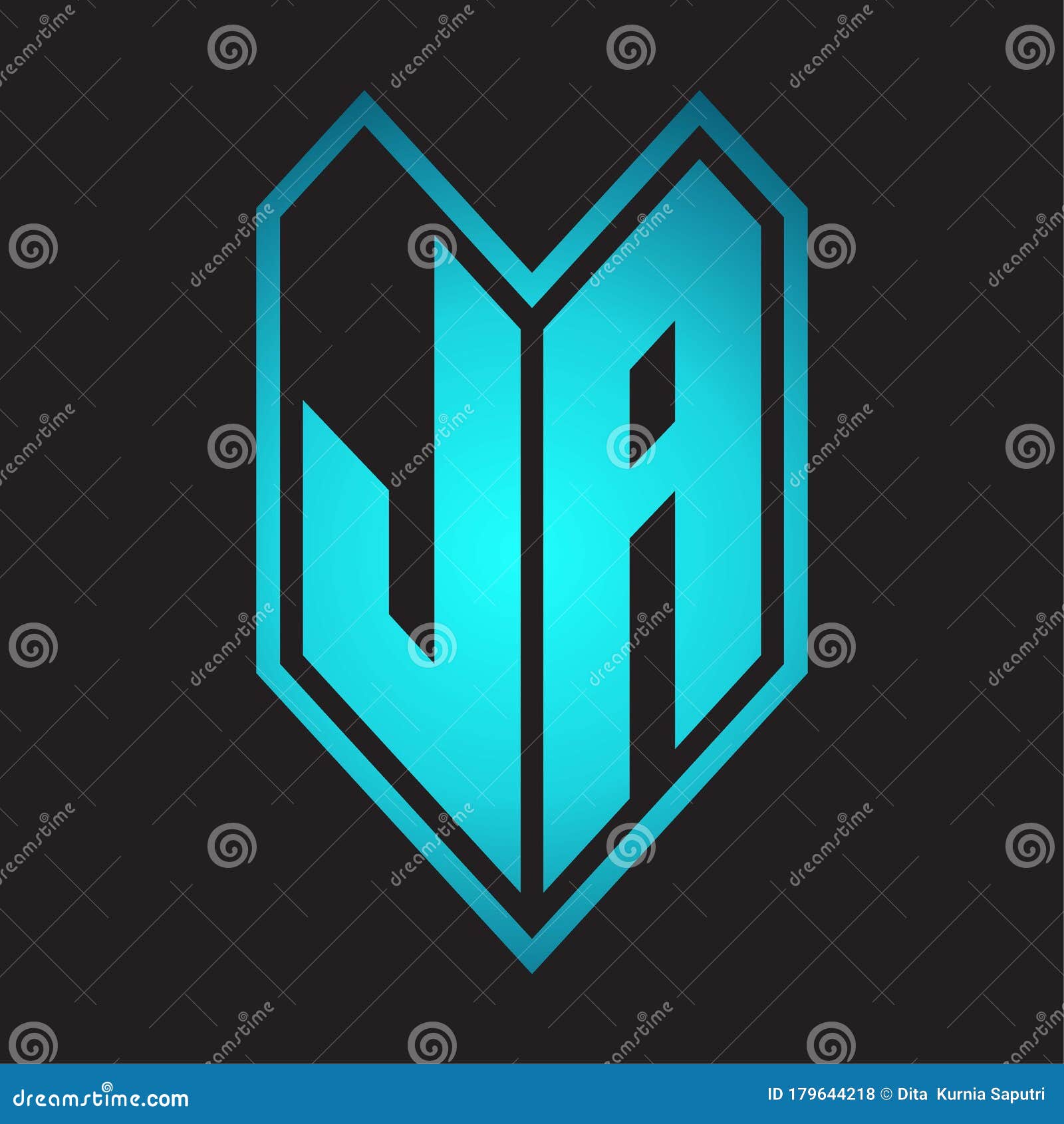 JA Logo Monogram with Emblem Line Style Isolated on Blue Gradient ...
