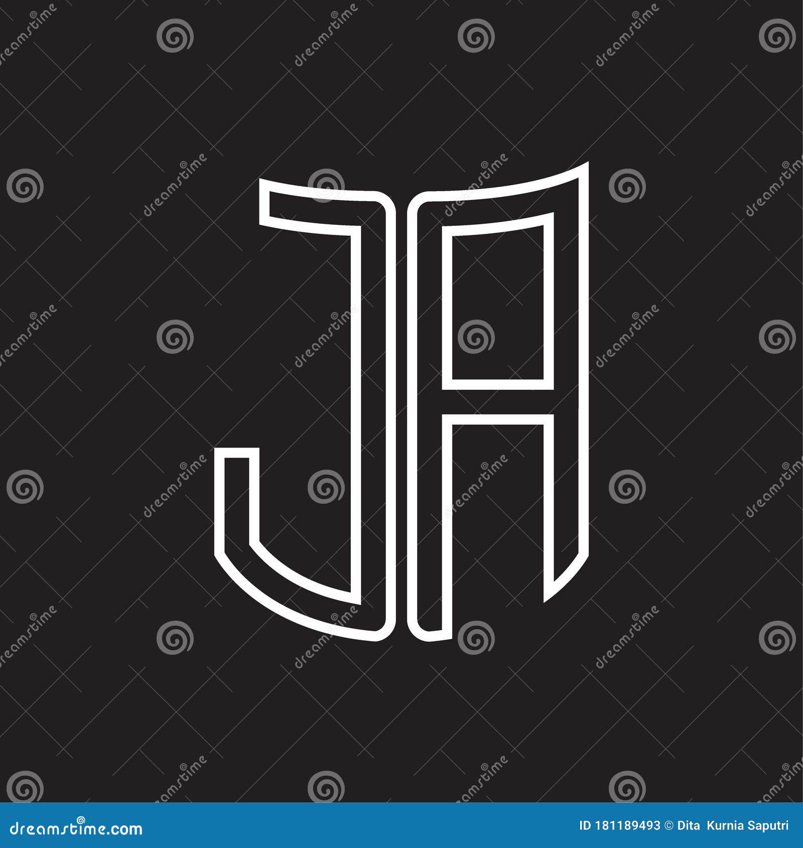 JA Logo Monogram with Ribbon Style Outline Design Template Stock Vector ...