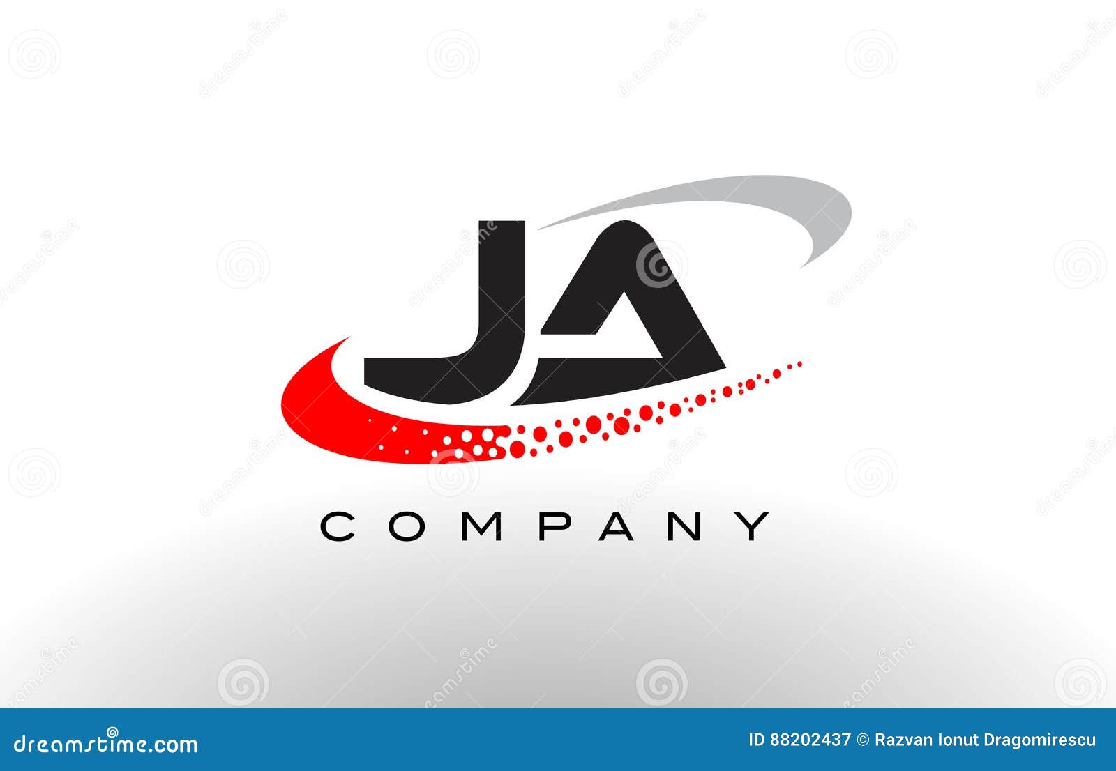 JA Modern Letter Logo Design with Red Dotted Swoosh Stock Vector ...