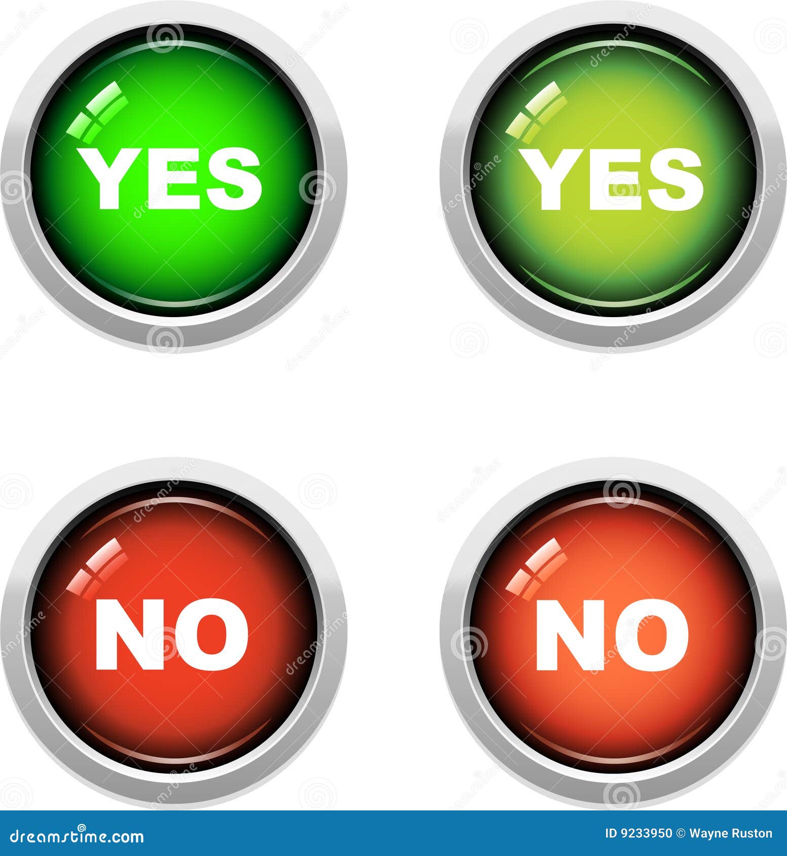 Ja/nein Tasten vektor abbildung. Illustration von glas - 9233950