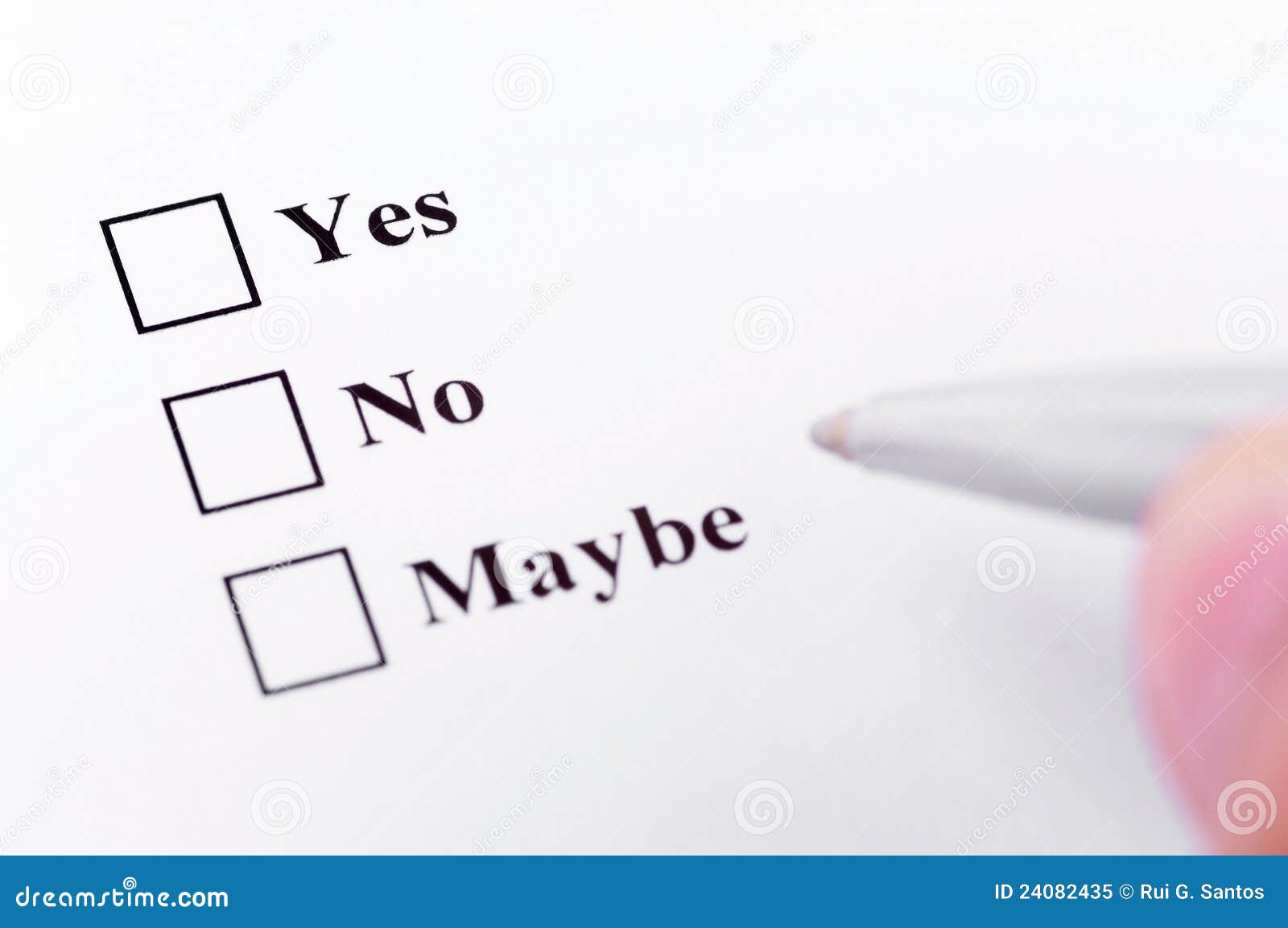 Ja, Nr, misschien stock afbeelding. Image of akkoord - 24082435