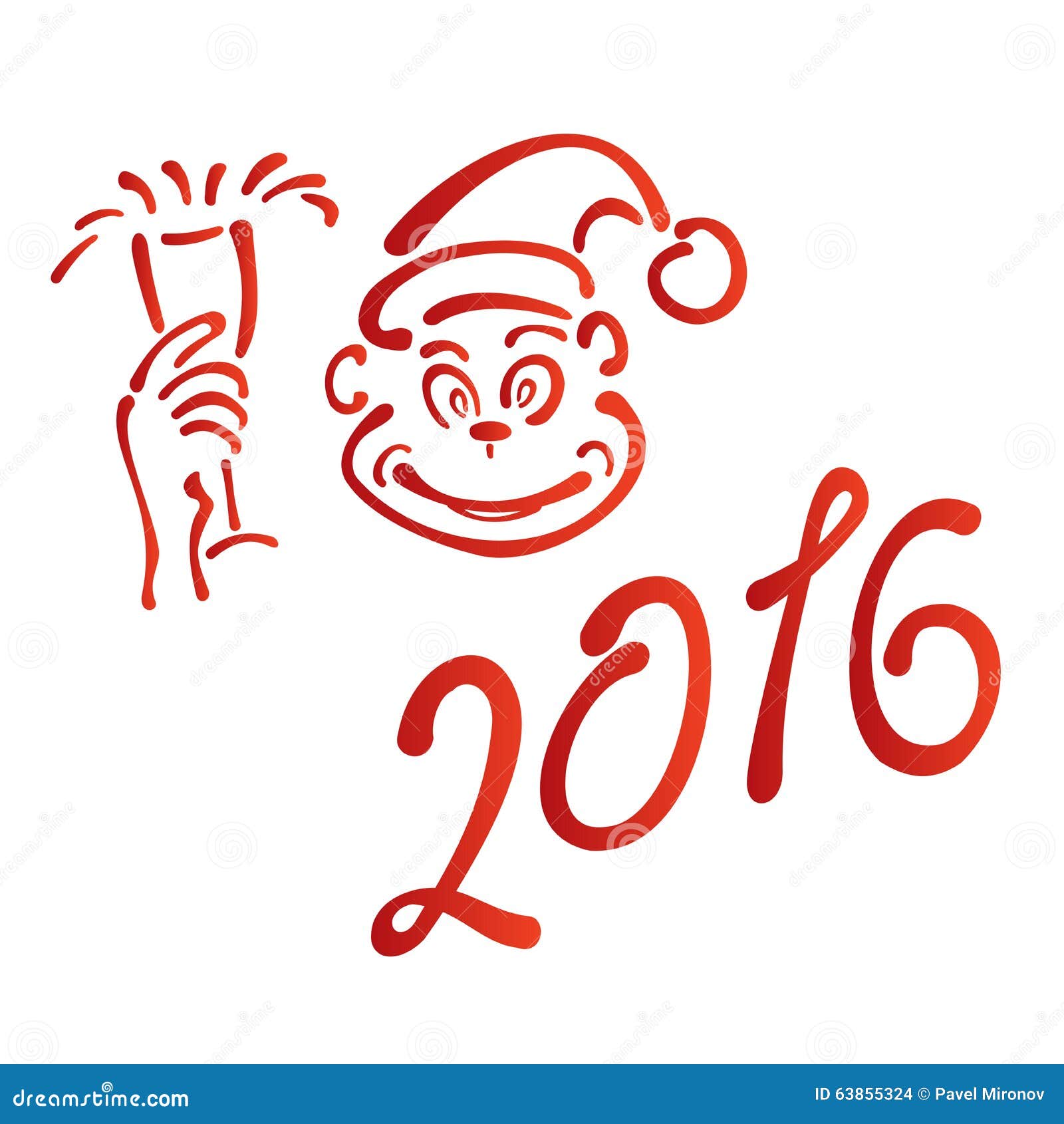 Jaar Van Het Rode Aap Nieuwe Jaar 2016 Vector Illustratie ...