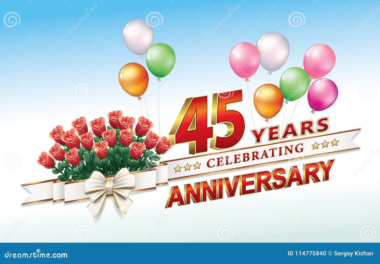 45 jaar verjaardags vector illustratie. Illustration of mooi - 114775840