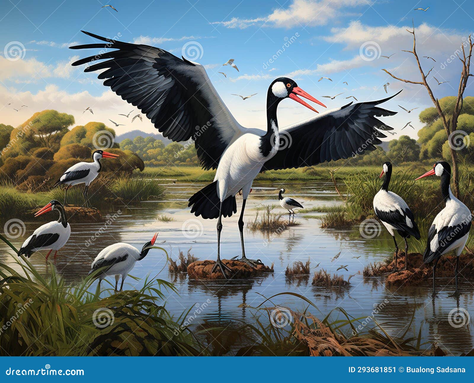 Jabiru Stork Cartoon Bird Coloring Vector Illustration | CartoonDealer ...