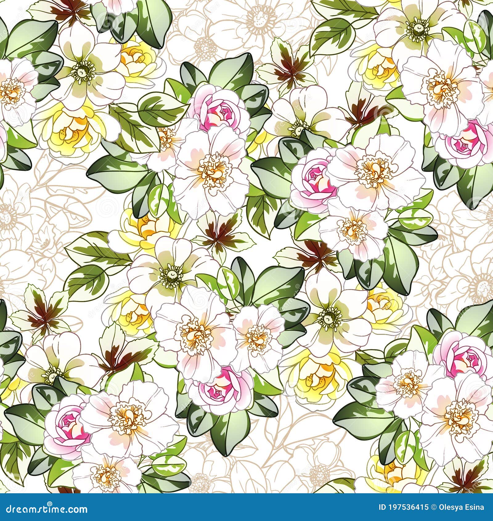 Abstract Elegance Seamless Pattern with Floral Background Stock Vector ...