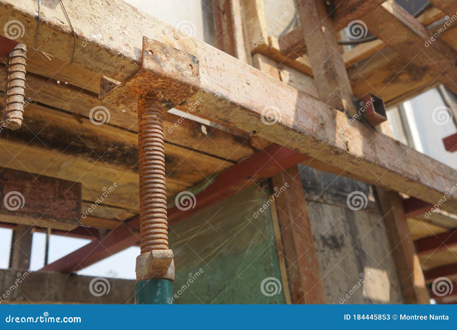 Jack Base in Construction Site. Base for Supporting Beam Weight. Stock ...