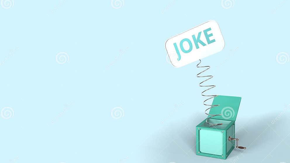 Jack-in-the-box with JOKE Text on the Popping Plate. 3D Rendering Stock ...