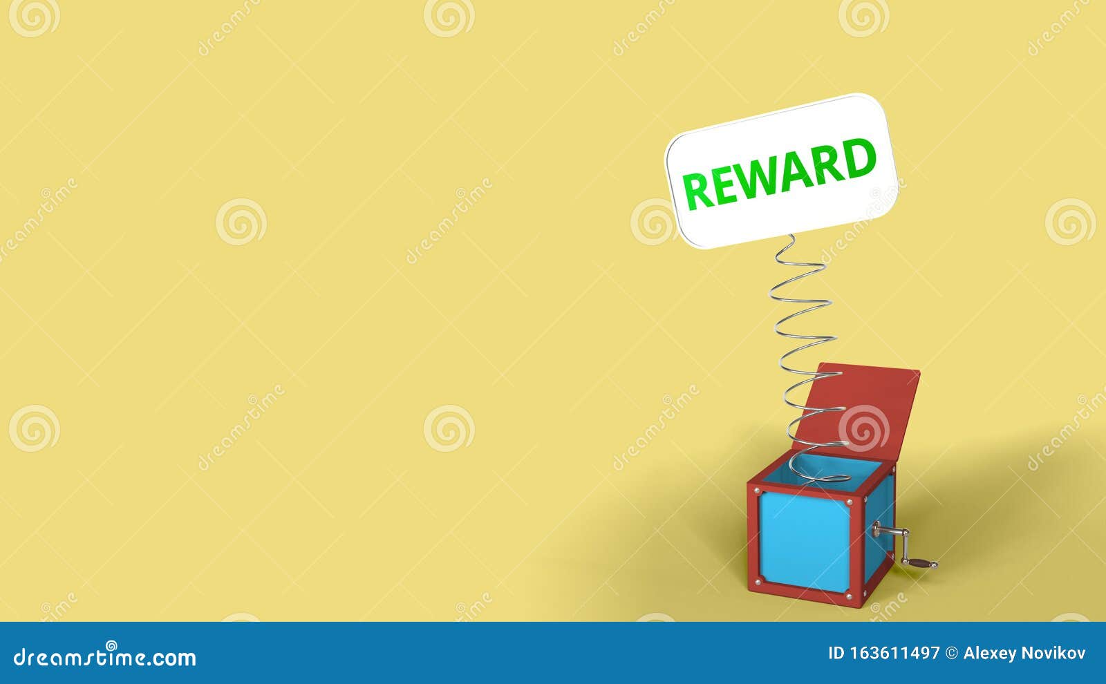 Jack-in-the-box with REWARD Text on the Popping Plate. 3D Rendering ...