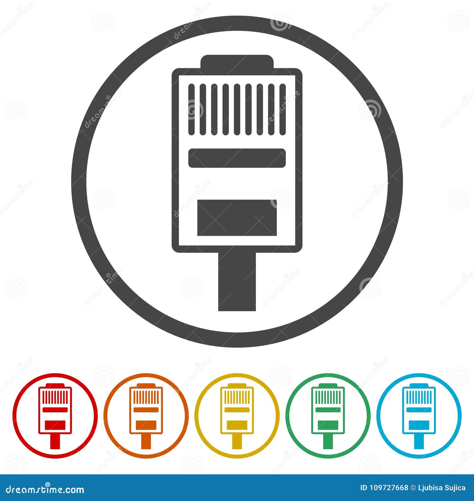 Jack Cable Icon, 6 Colors Included Stock Vector - Illustration of ...