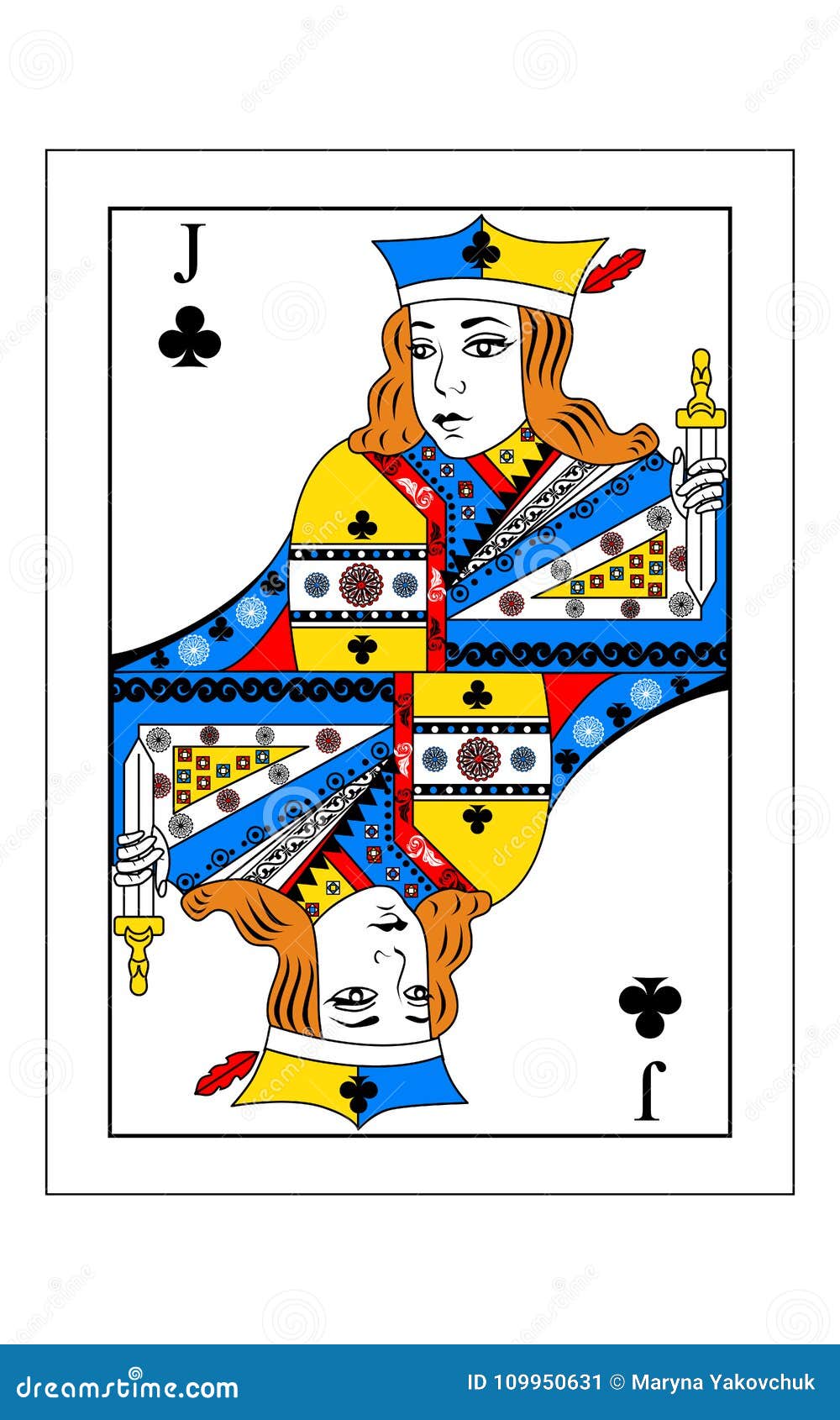 Jack of clubs stock vector. Illustration of clubs, leisure - 109950631