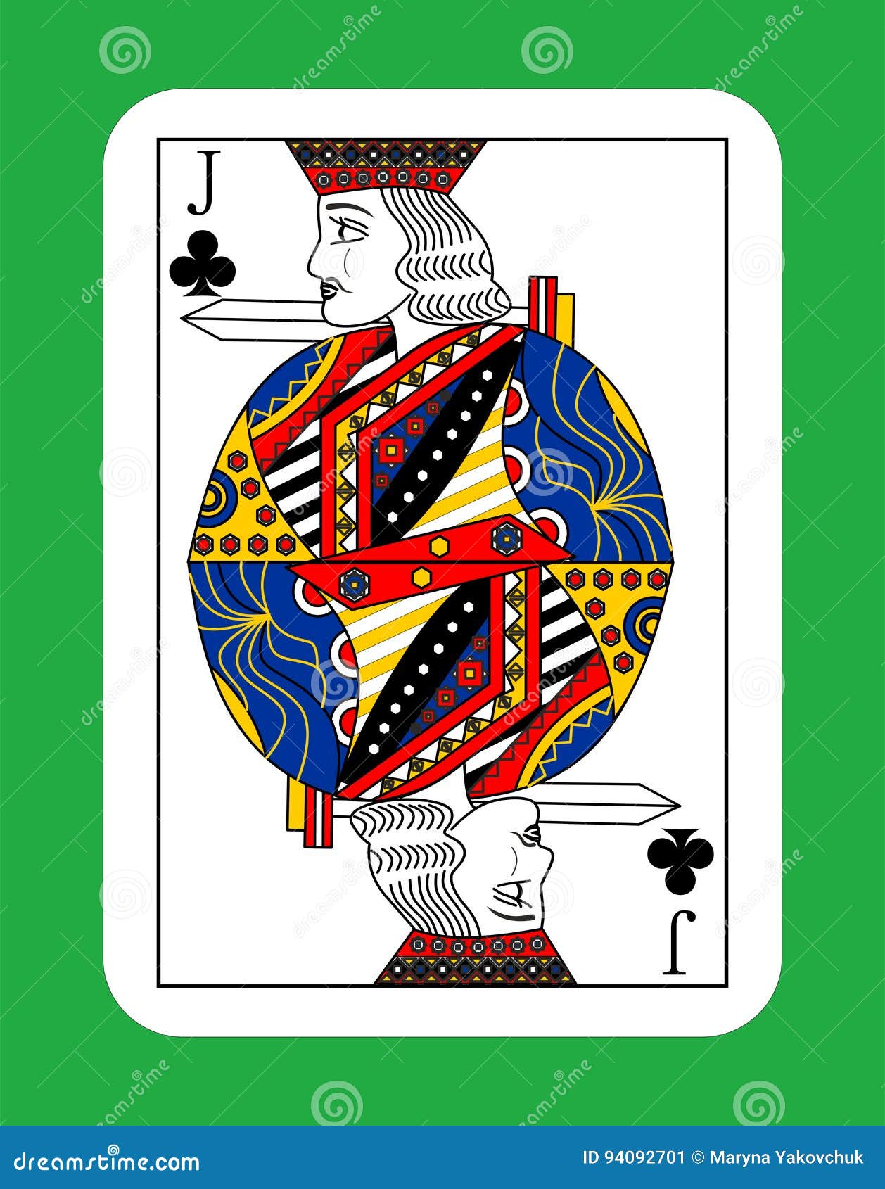 Jack of clubs stock vector. Illustration of gambling - 94092701