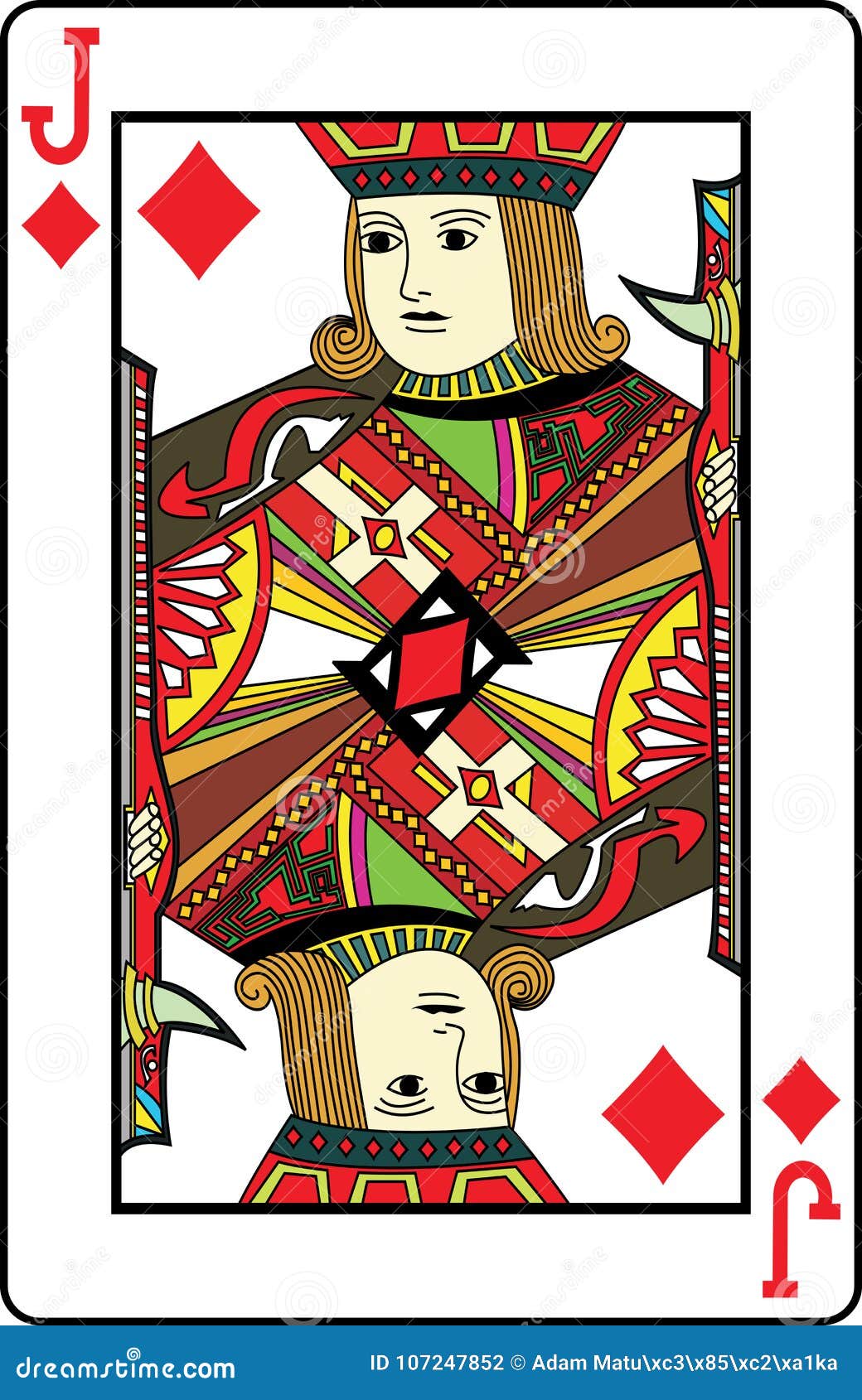 Jack of diamonds stock vector. Illustration of icon - 107247852