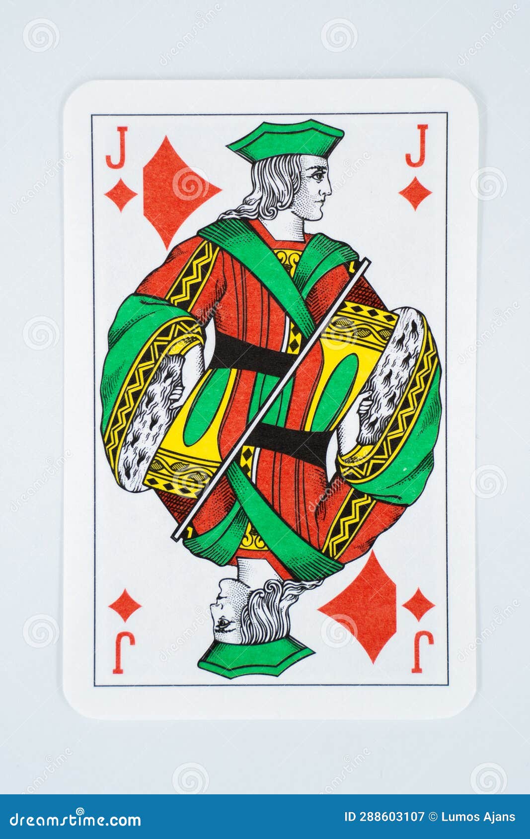 Jack of Diamonds on White Background Stock Image - Image of symbol ...