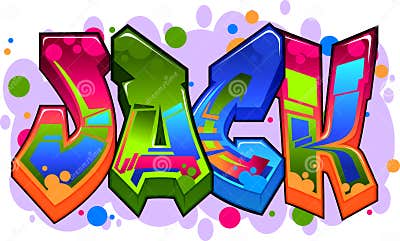 Jack Graffiti Name Text Design Stock Vector - Illustration of character ...