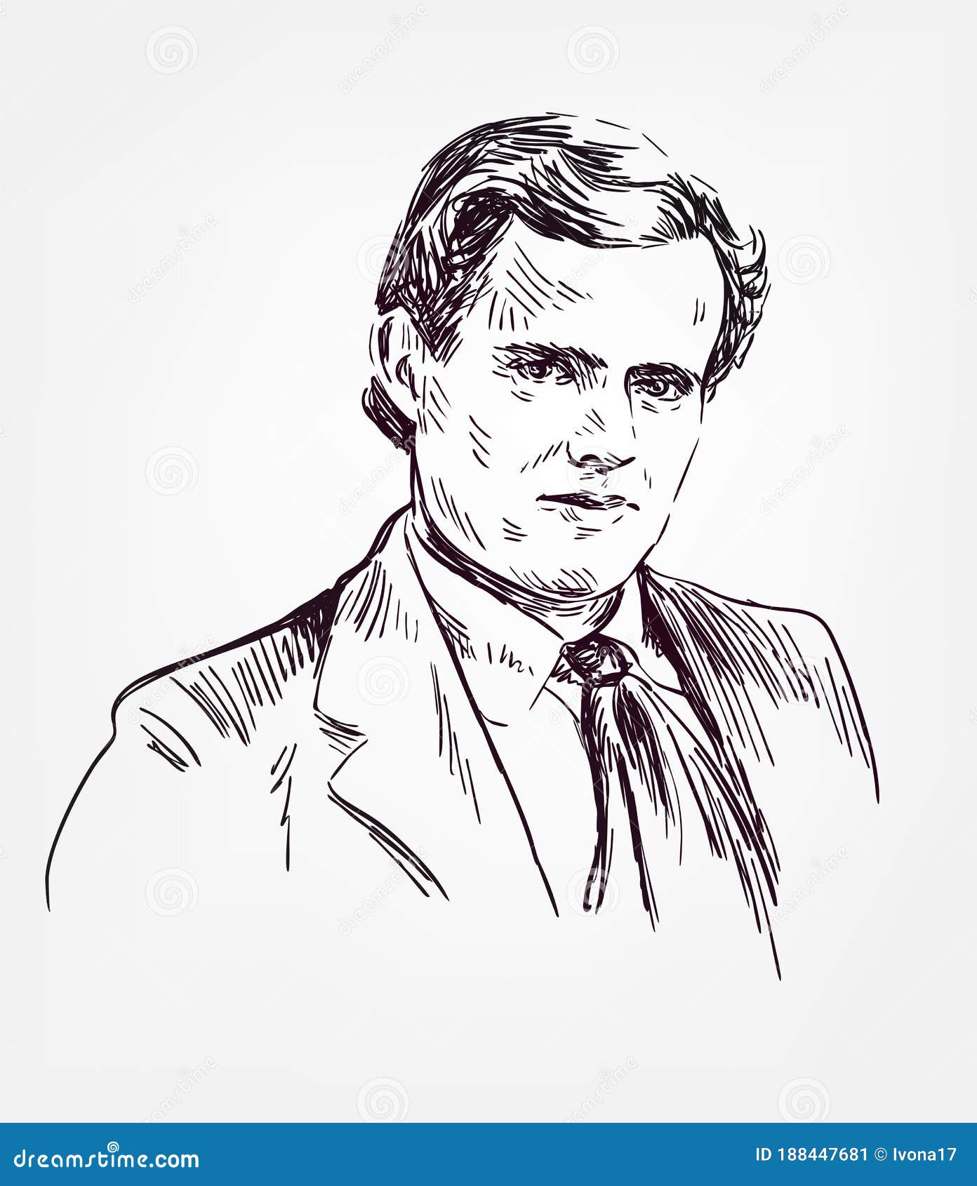 Jack London Line Art Style Portrait, Vector | CartoonDealer.com #209276188