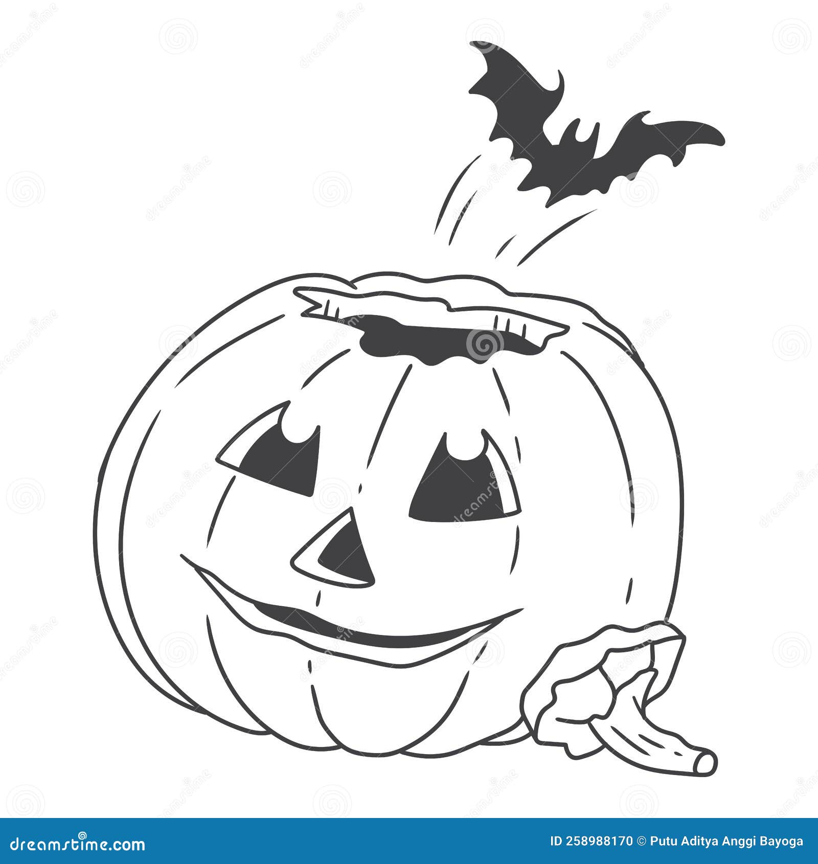 Jack O Lantern and Bat Coloring Page Stock Vector - Illustration of ...