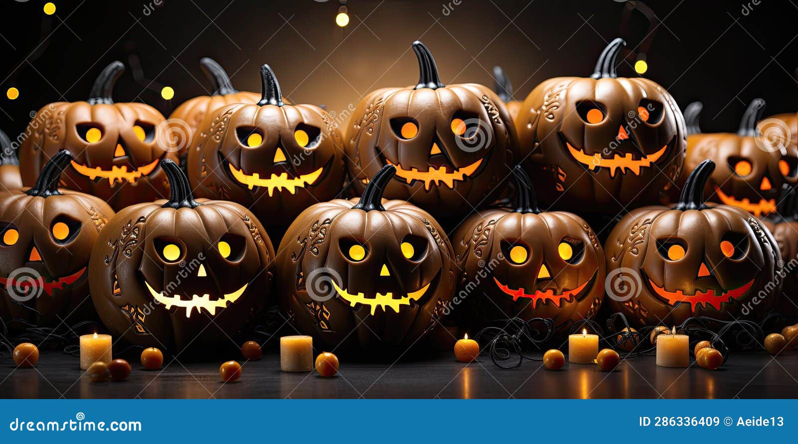 Jack-o-lantern Concept Art for Halloween. Grinning Pumpkins in October Stock Illustration ...