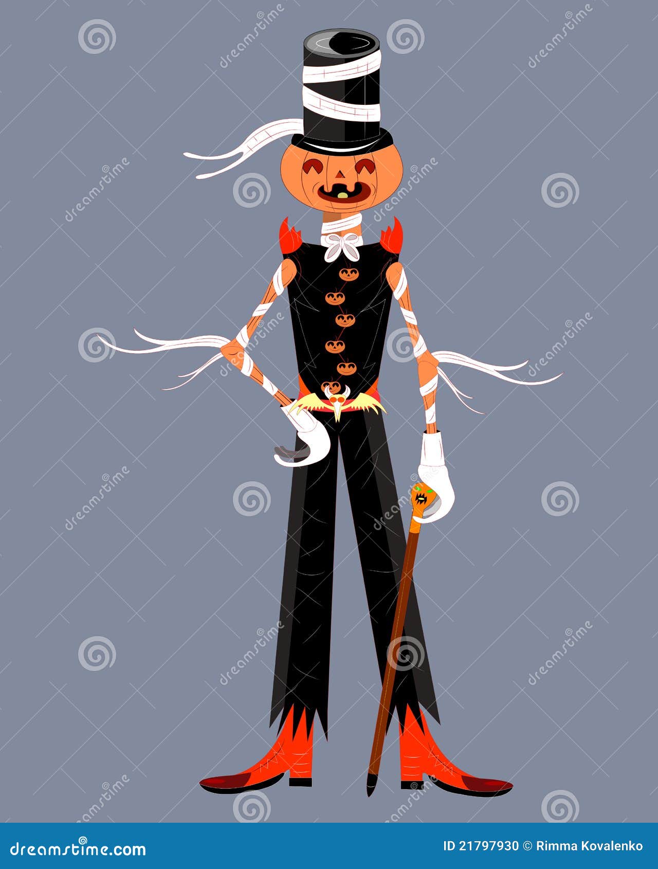Jack the Pumpkin Head. stock vector. Illustration of black - 21797930