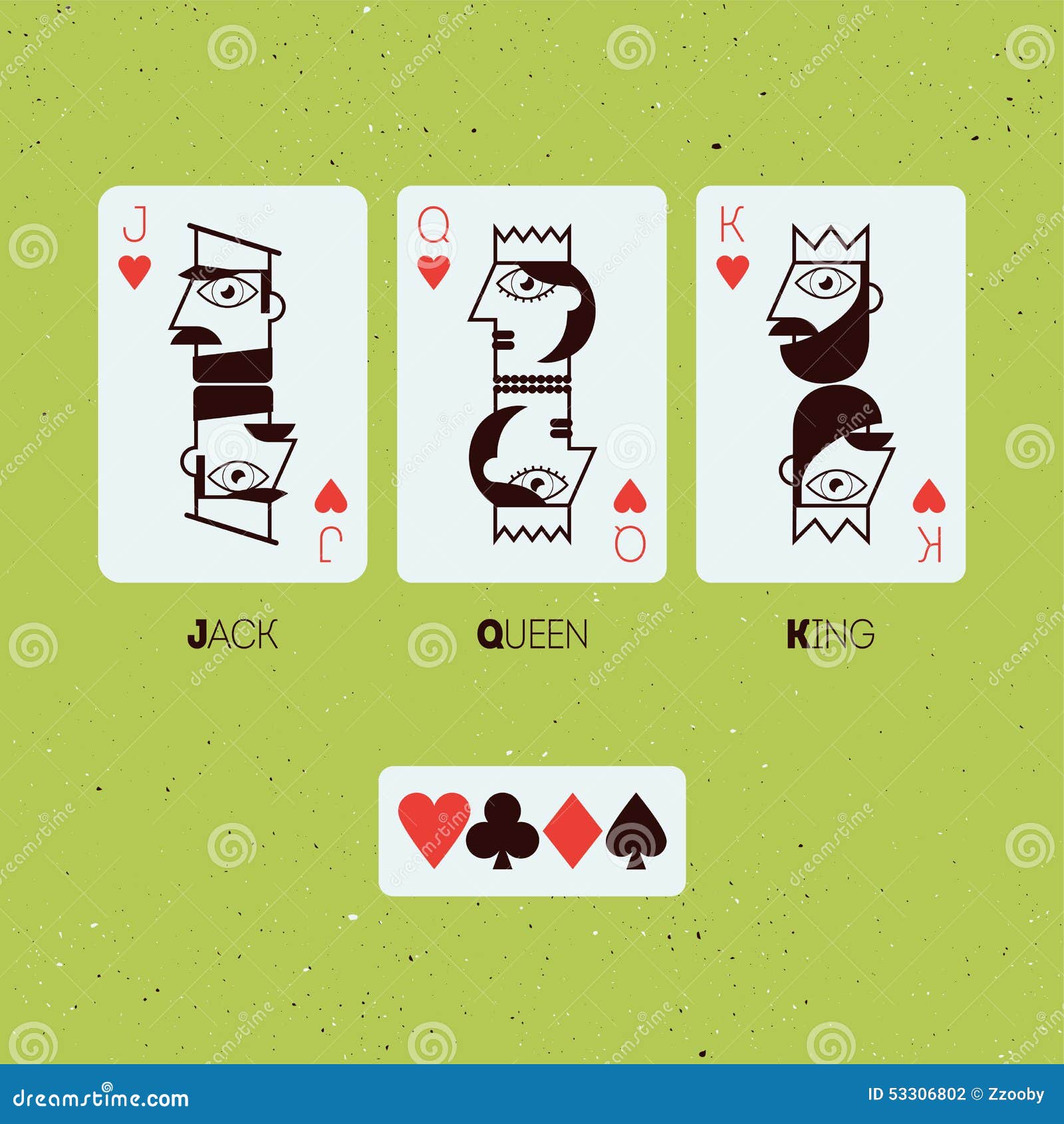 Jack, Queen and King. Stylized Playing Cards. Vector Illustration ...