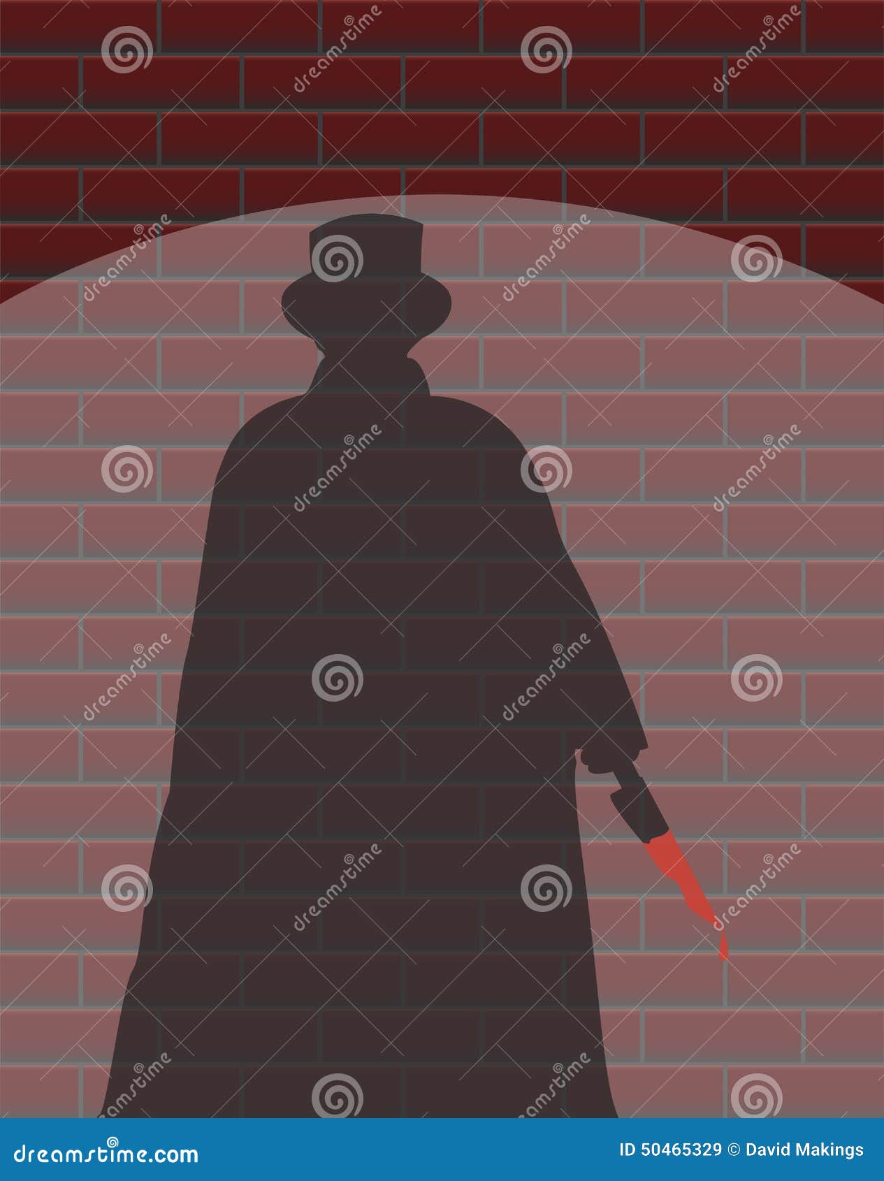 Jack the Ripper Wall Spotlight Shadow Stock Illustration - Illustration ...