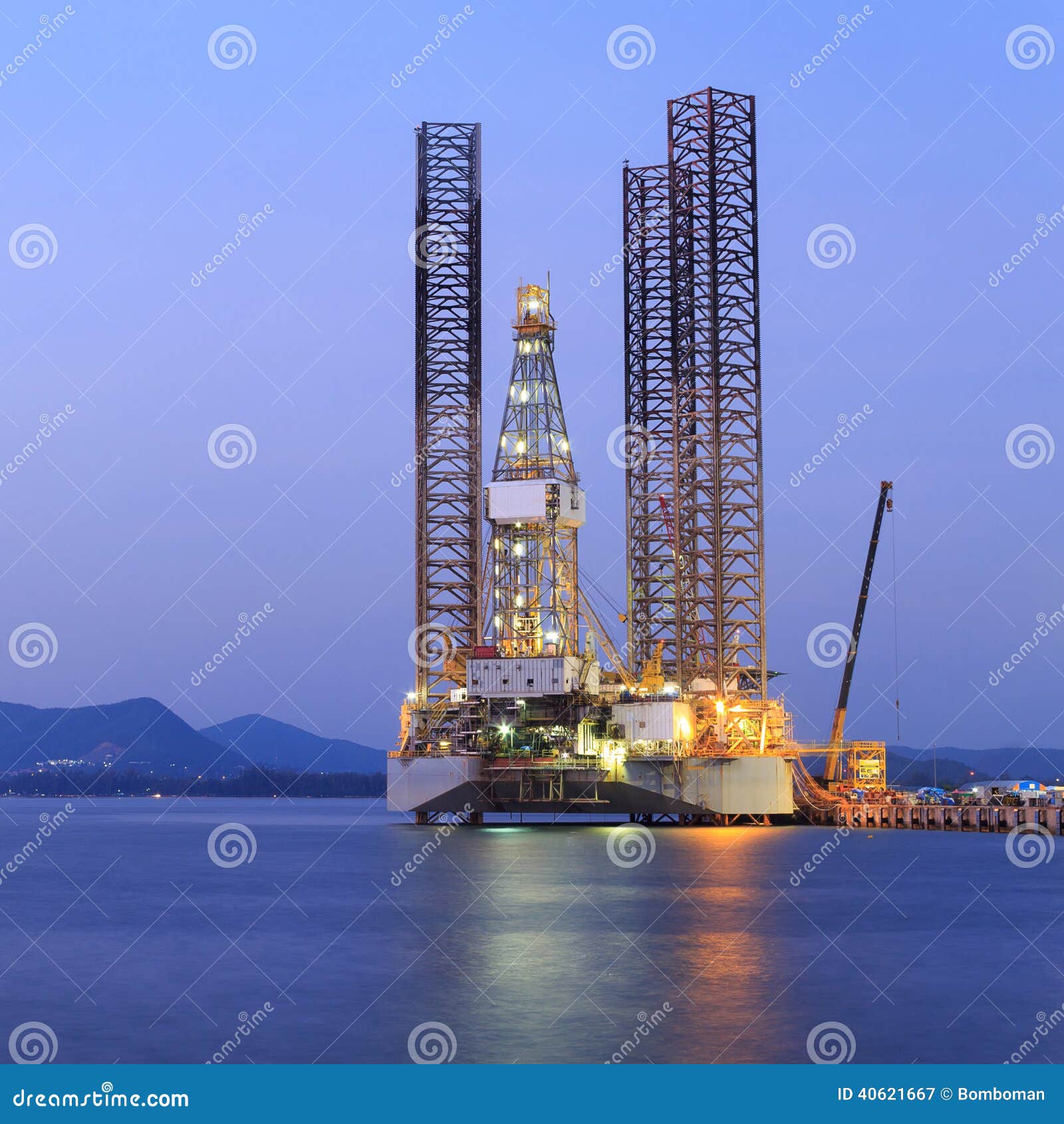Jack Up Oil Drilling Rig in the Shipyard for Maintenance Stock Image ...