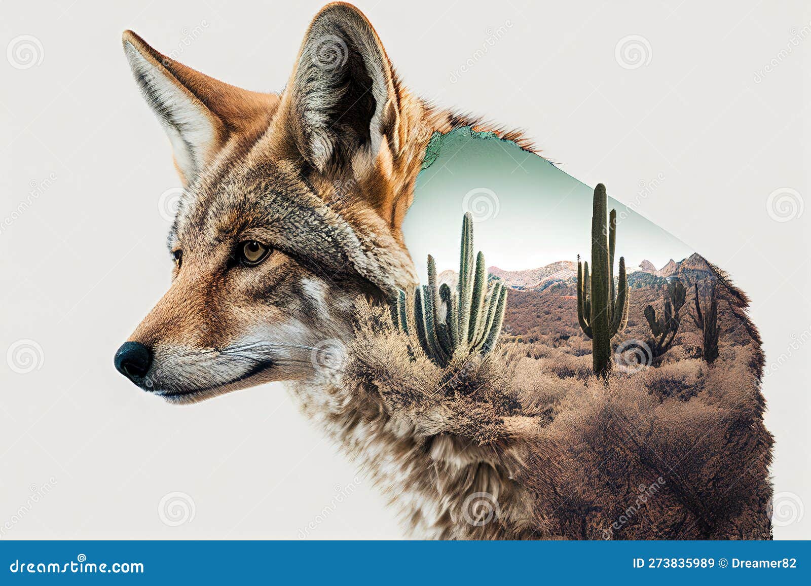 The Jackal and the Desert. Double Exposure Stock Illustration ...