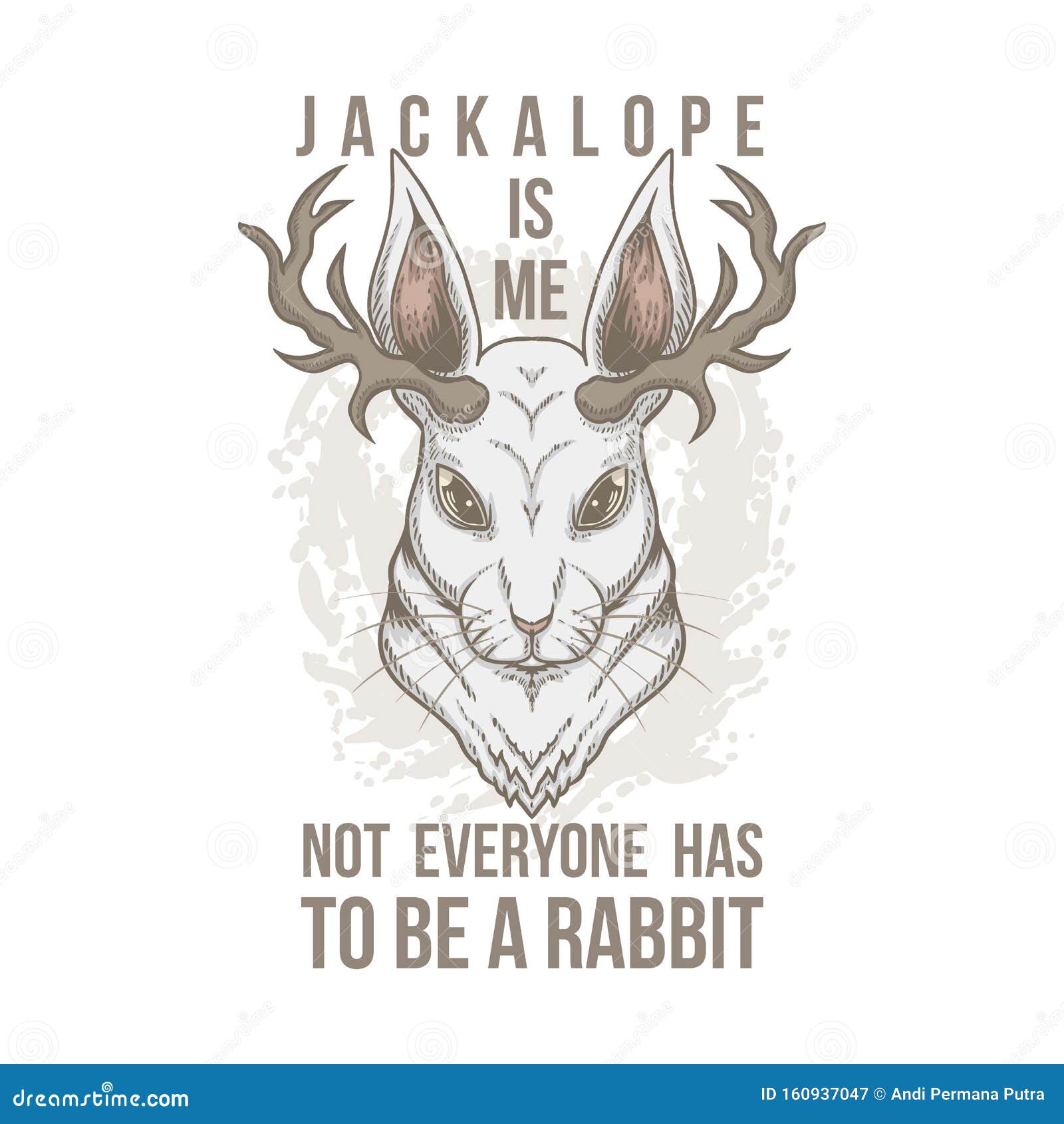 Head Of A Jackalope Front View Mascot Black And White Cartoon Vector ...