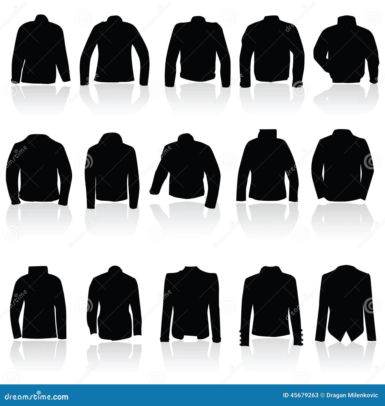 Jacket for Man and Women in Black Silhouette Stock Vector ...