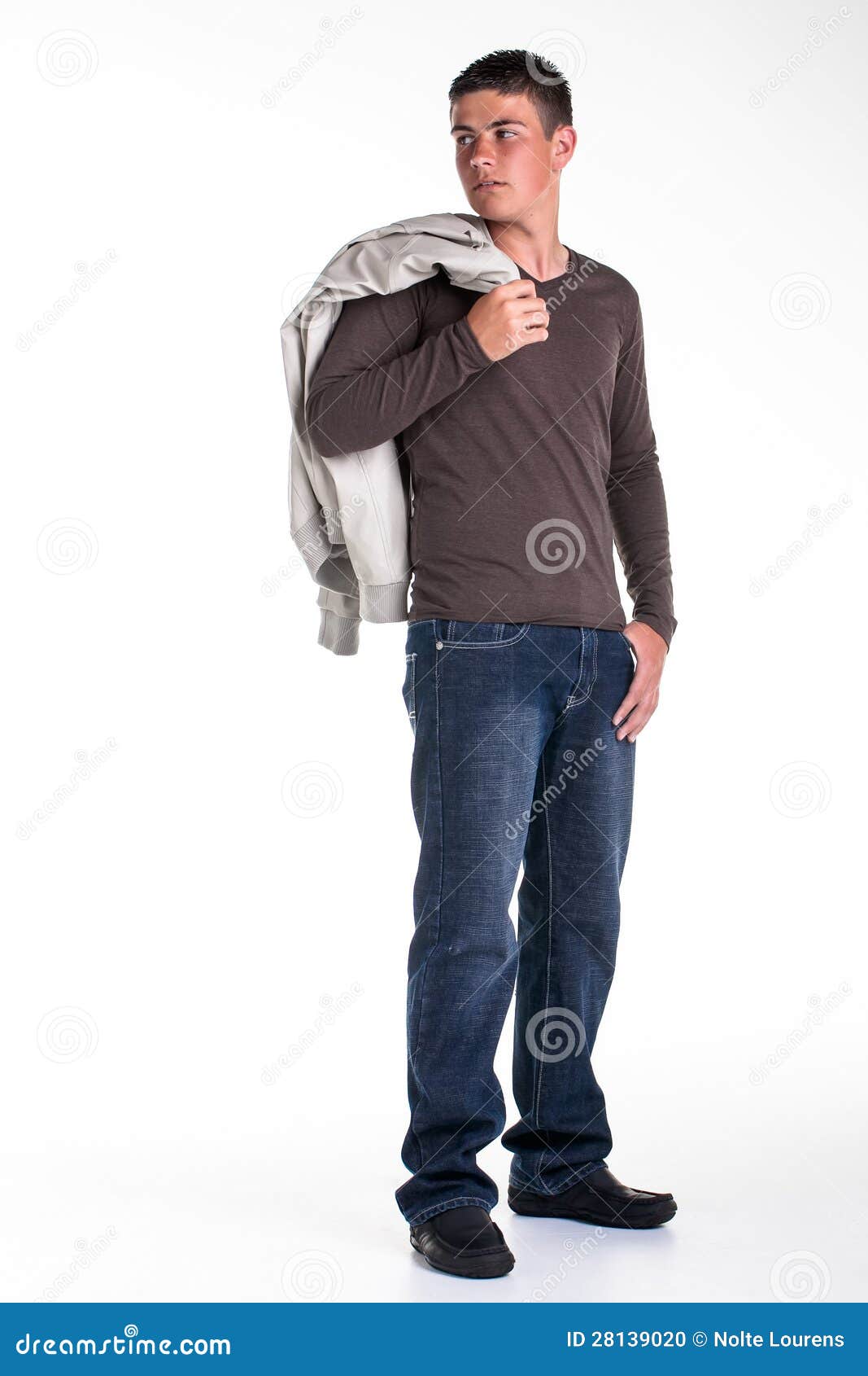 Jacket over the shoulder stock photo. Image of hair, face - 28139020