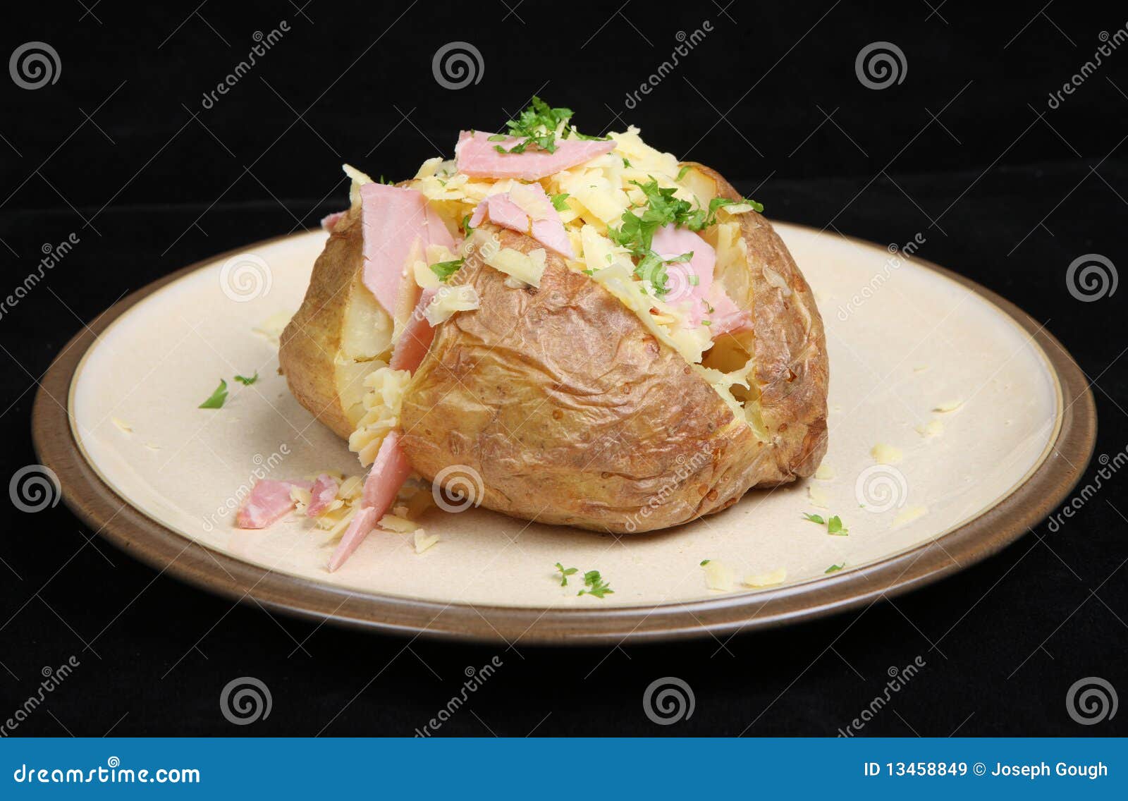 Jacket Potato with Cheese & Ham Stock Image - Image of grated, cheddar ...