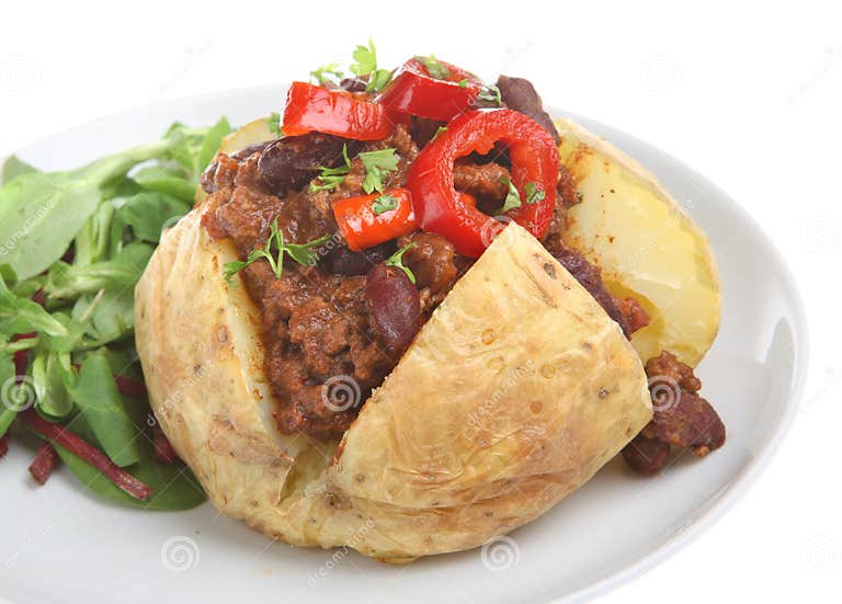 Jacket Potato with Chilli stock image. Image of jacket - 6044647