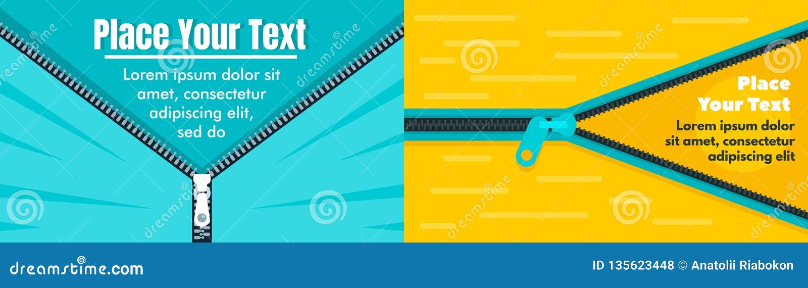 Jacket Zipper Banner Set, Flat Style Stock Vector - Illustration of ...