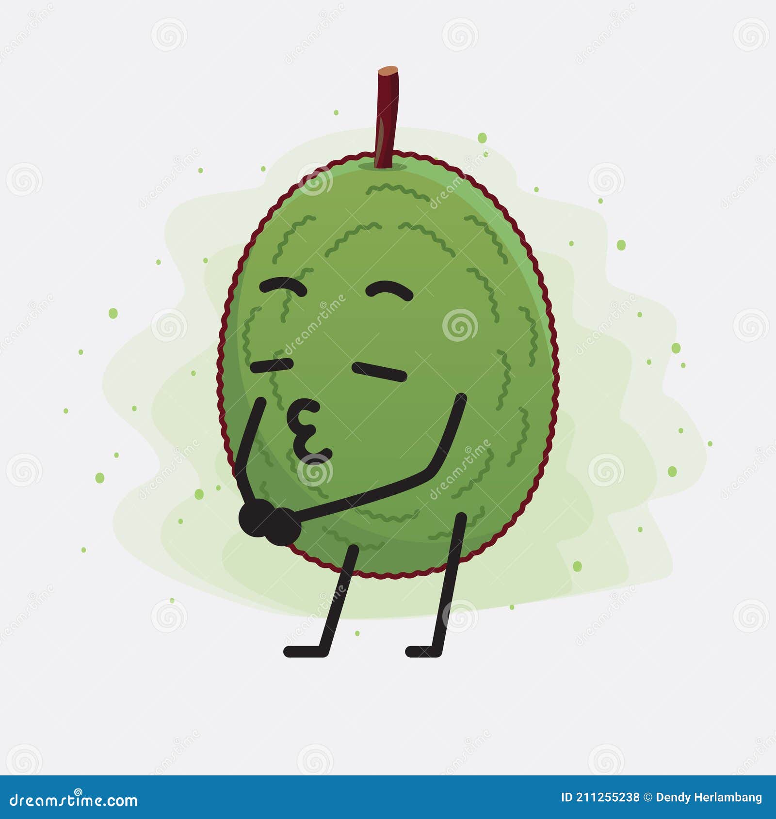 Jackfruit Cute Character Illustration with Simple Face, Hands and Legs ...