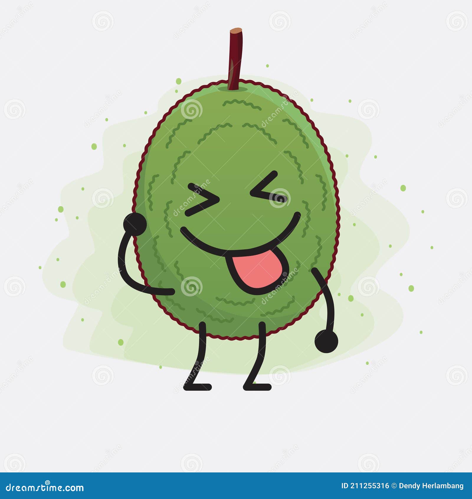 Jackfruit Cute Character Illustration with Simple Face, Hands and Legs ...