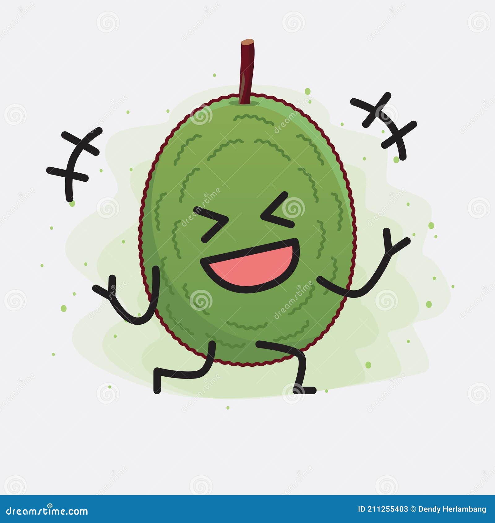 Jackfruit Cute Character Illustration with Simple Face, Hands and Legs ...