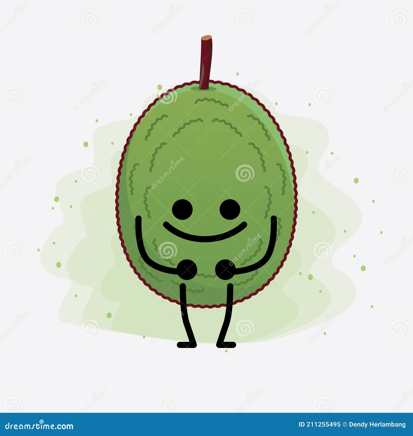 Jackfruit Cute Character Illustration with Simple Face, Hands and Legs ...