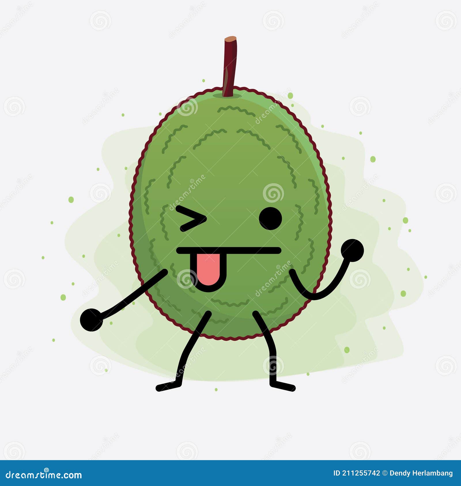 Jackfruit Cute Character Illustration with Simple Face, Hands and Legs ...
