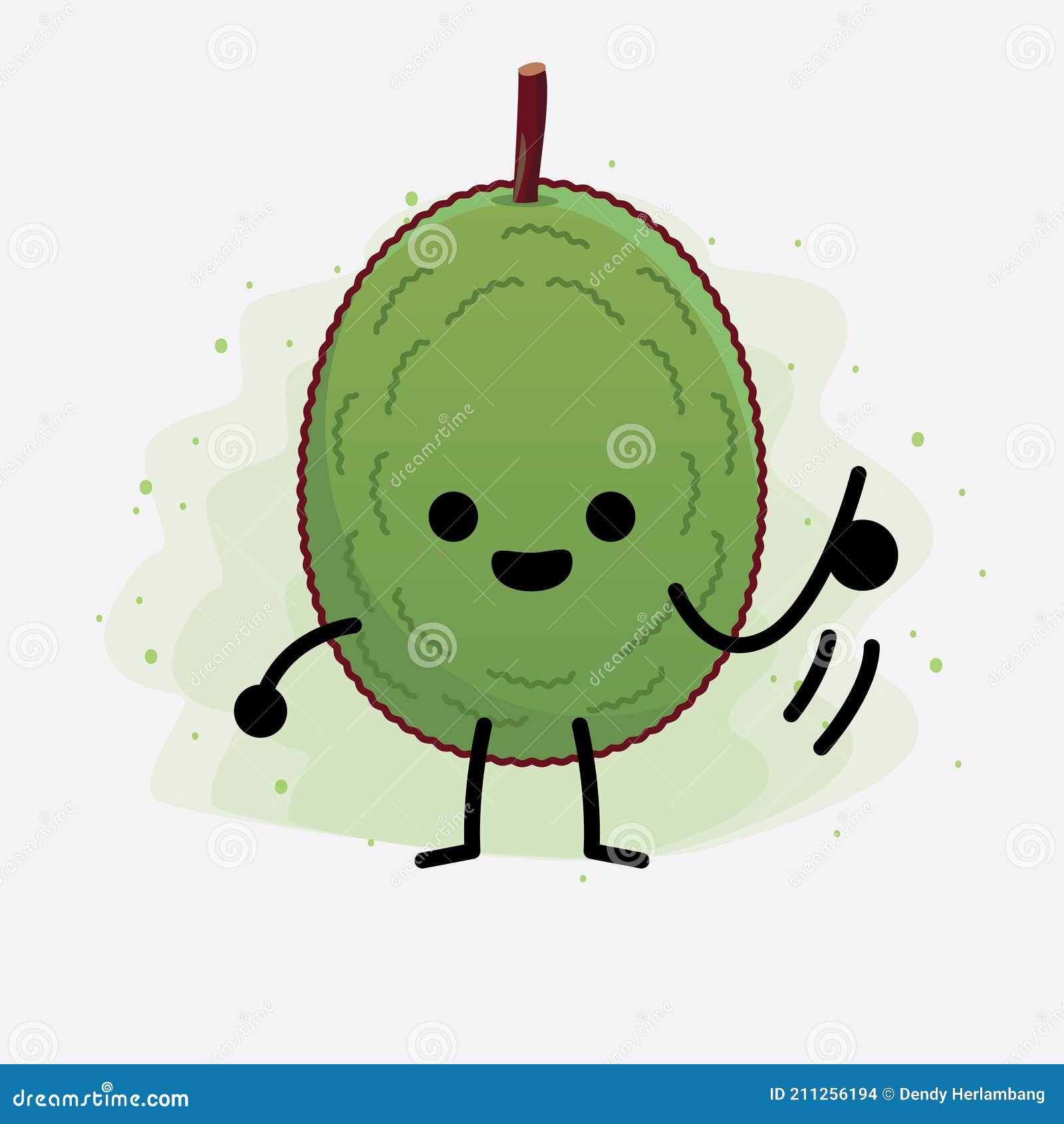 Jackfruit Cute Character Illustration with Simple Face, Hands and Legs ...
