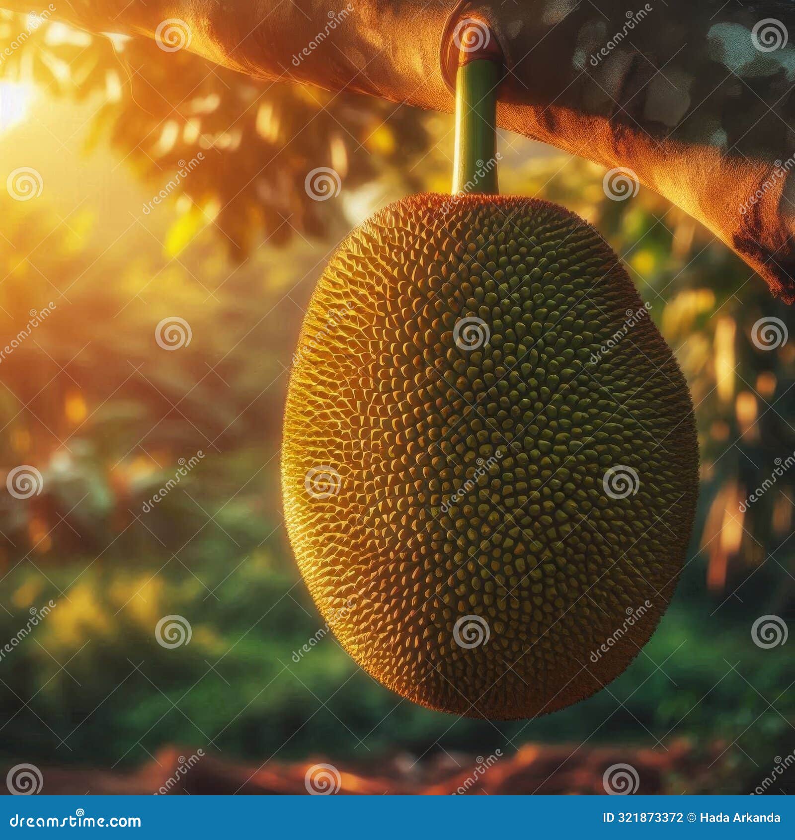 Closeup of Jackfruit Tree on the Field Stock Illustration ...