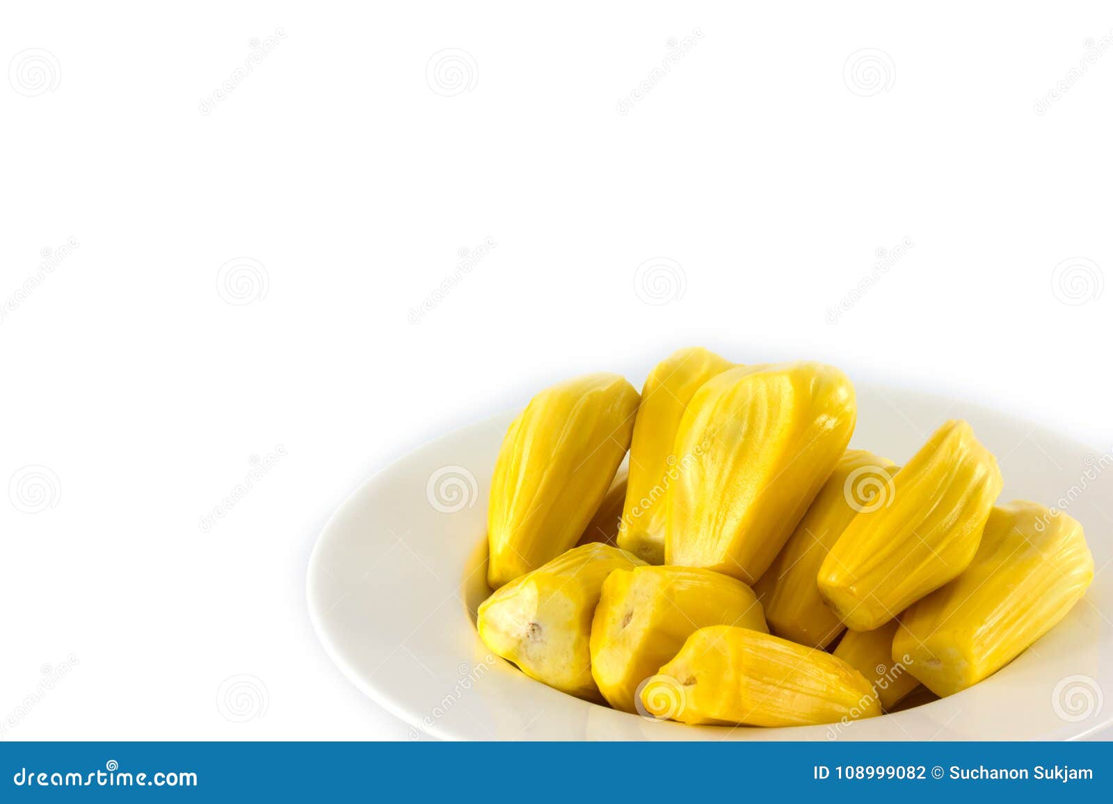 Jackfruit Isolate on White Plate Stock Photo - Image of natural ...