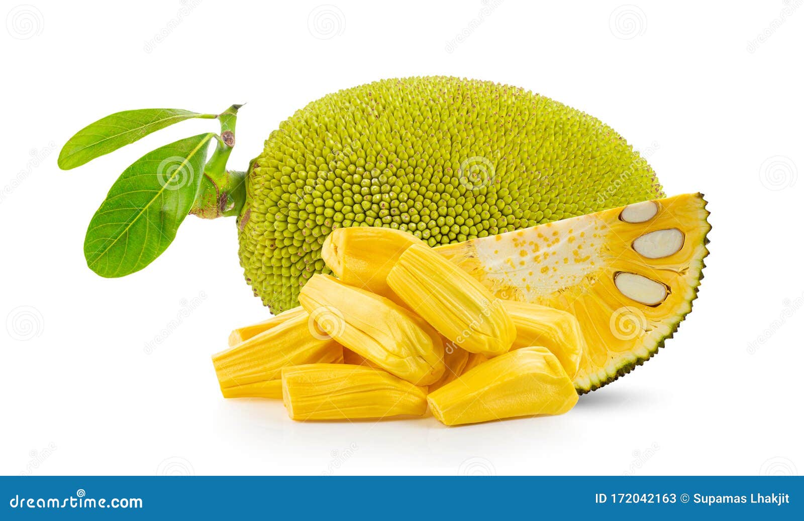 Jackfruit with Isolated on White Stock Image - Image of slice, isolated ...